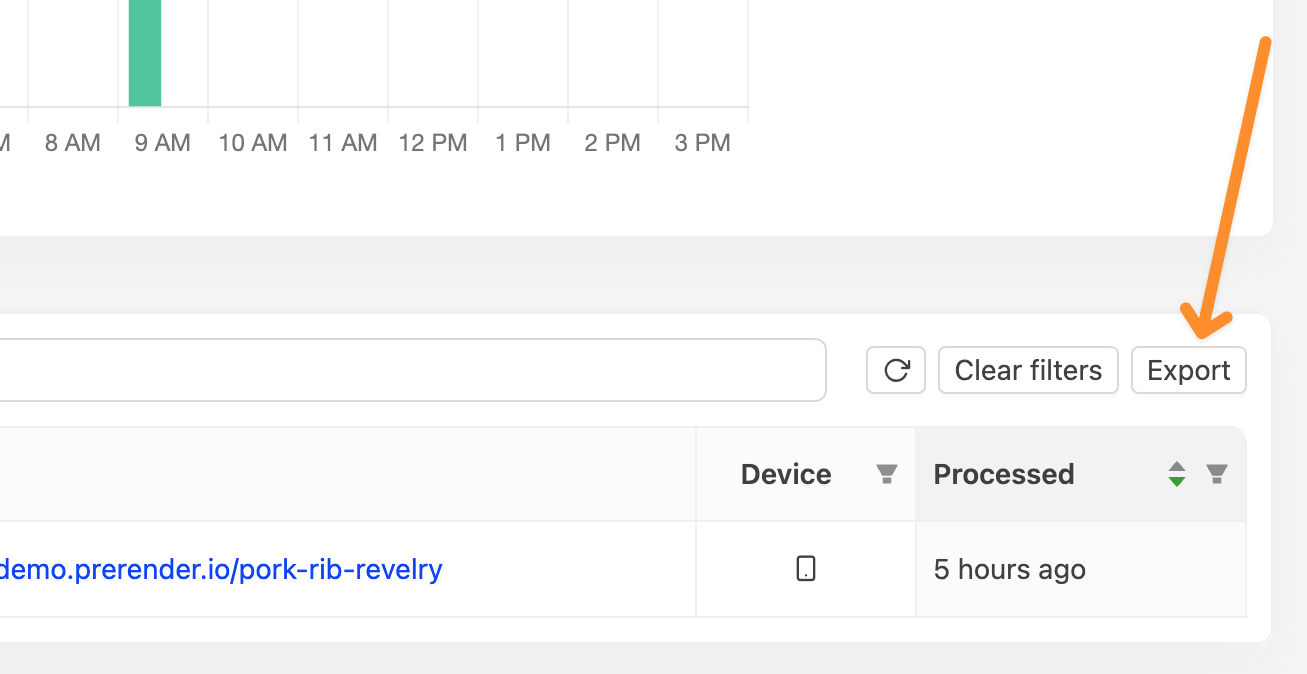 How to export my Prerender.io analytics data?